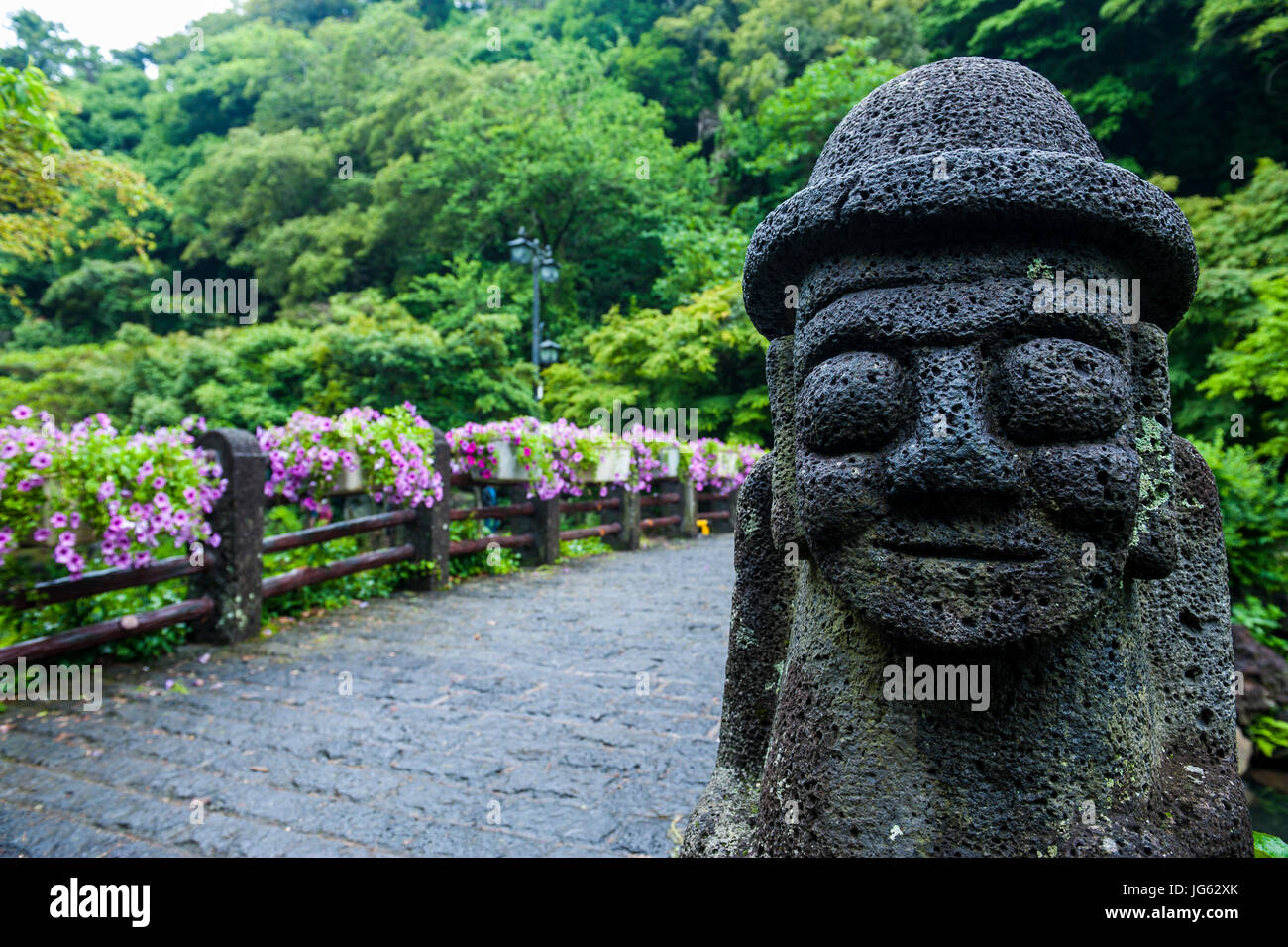 Basalt statue in Seogwipo in the Unesco world heritage sight the island ...