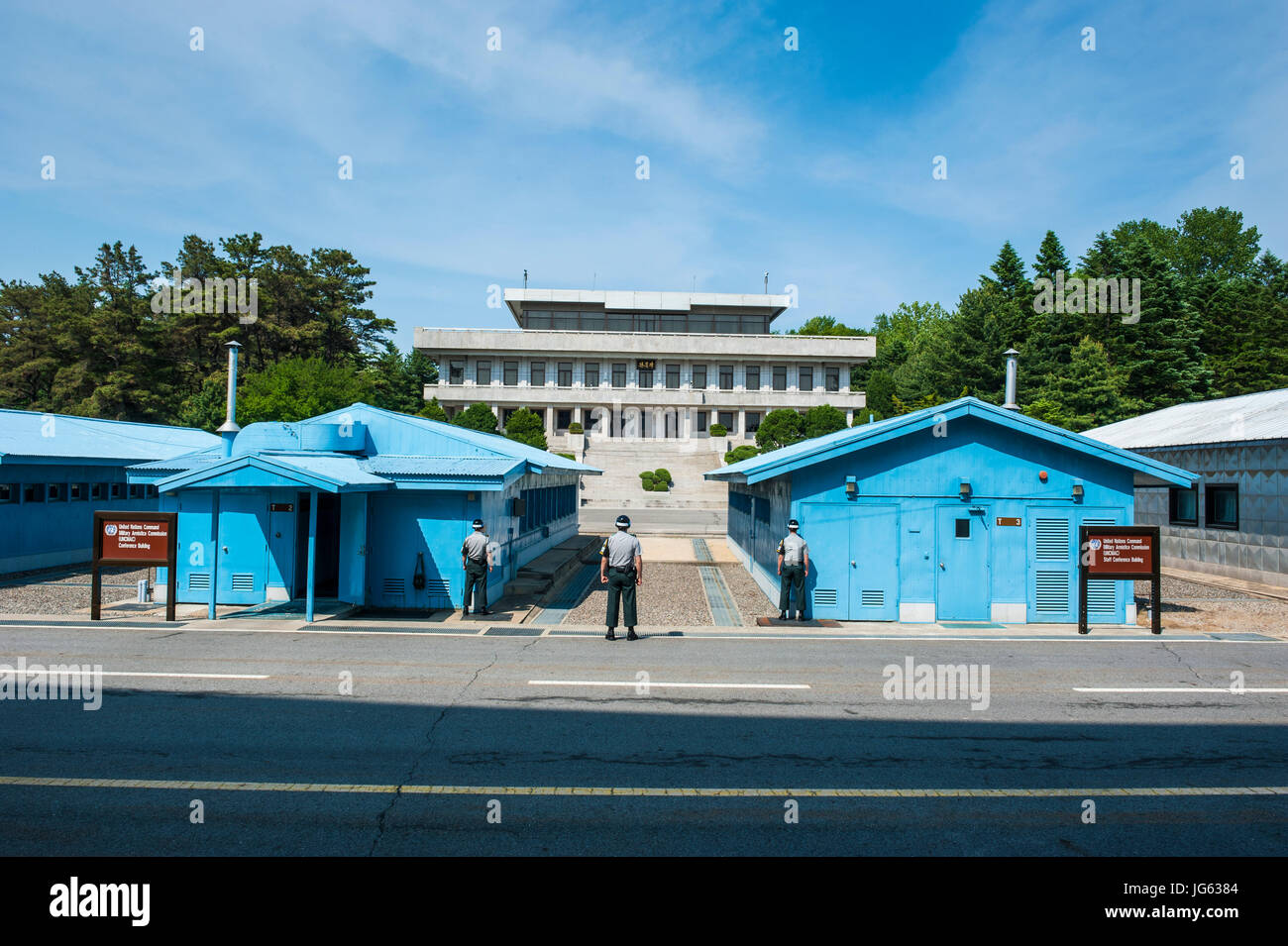 The high security border between South and North Korea, Panmunjom ...