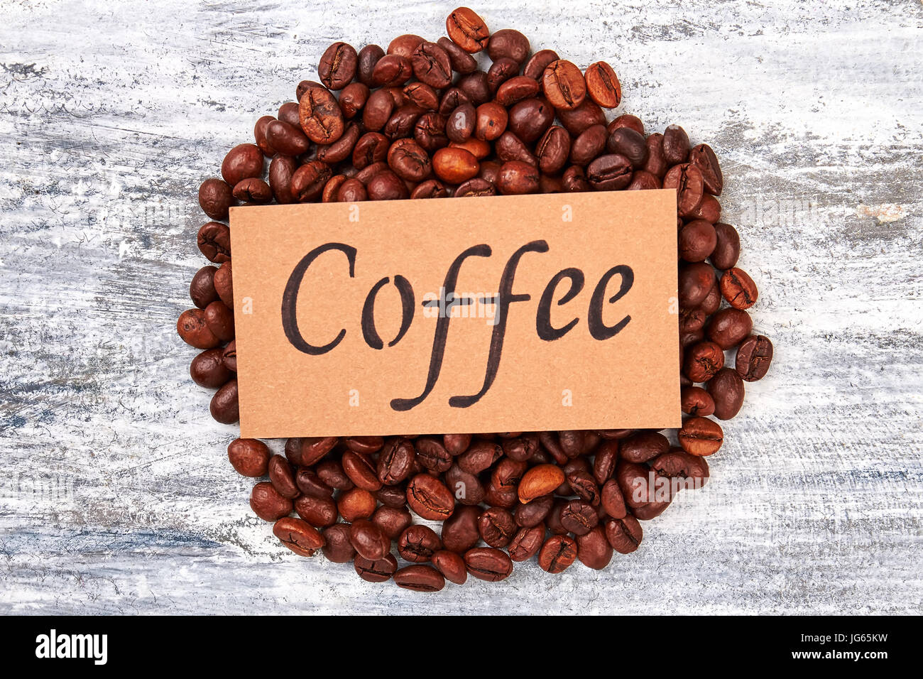 Coffee beans and note Stock Photo - Alamy