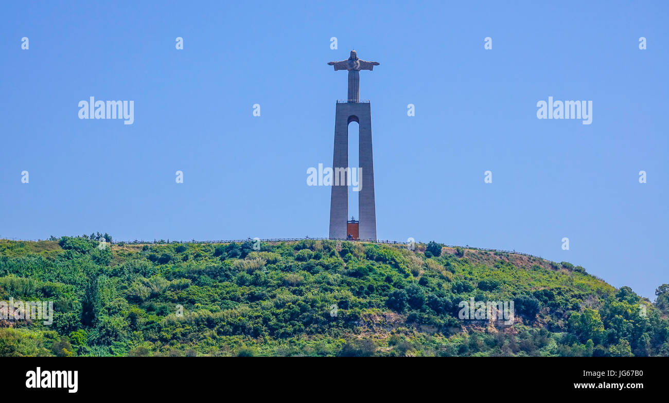 Famous Jesus Christ statue on the hill of Lisbon - Cristo monument ...