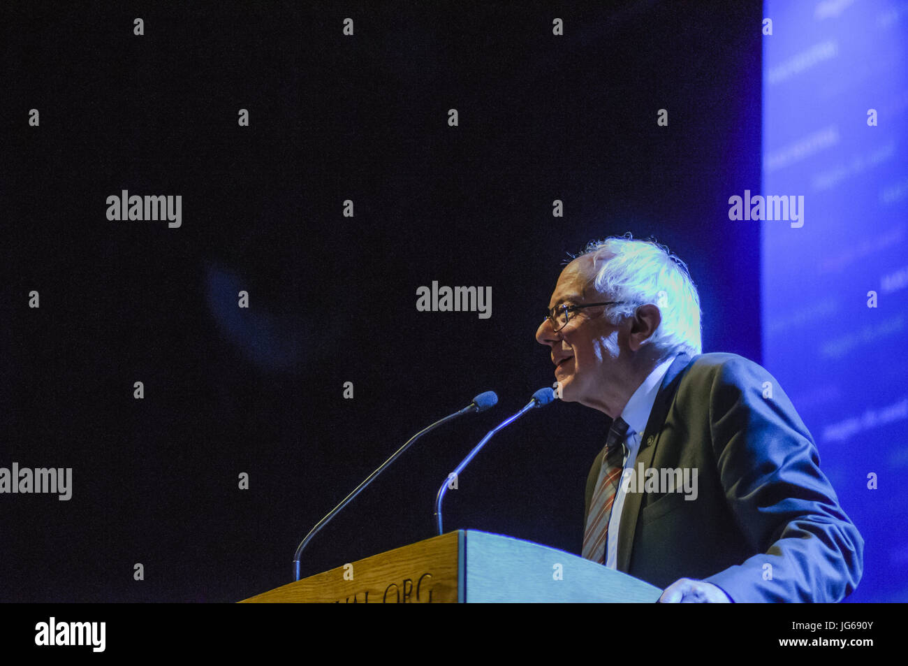 Senator Bernie Sanders speaks and hosts a Q and A at the Brixton ...