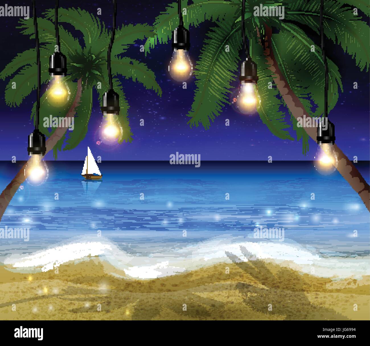 Palm trees at night Stock Vector Image & Art - Alamy