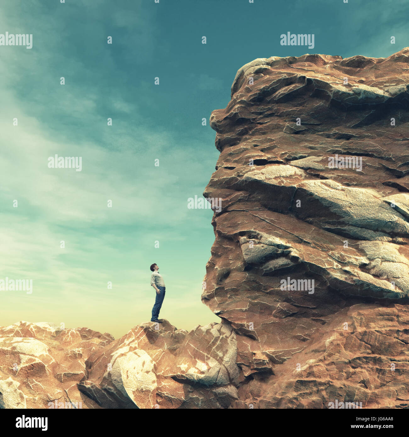 Concept man big rock hi-res stock photography and images - Alamy