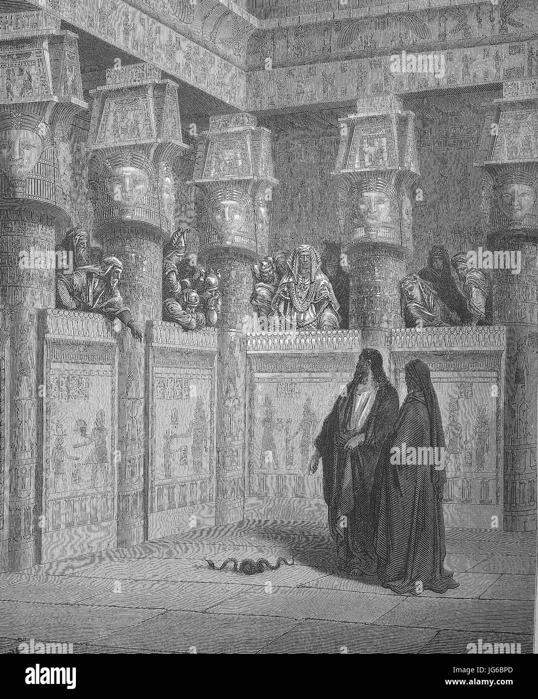 Digital improved:, the prophet Moses standing infront of the Pharaoh ...