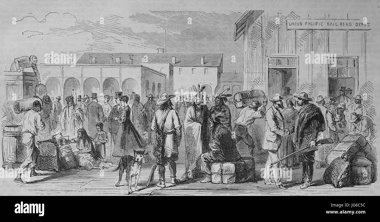 Digital improved:, The railroad in America, here the railway station ...