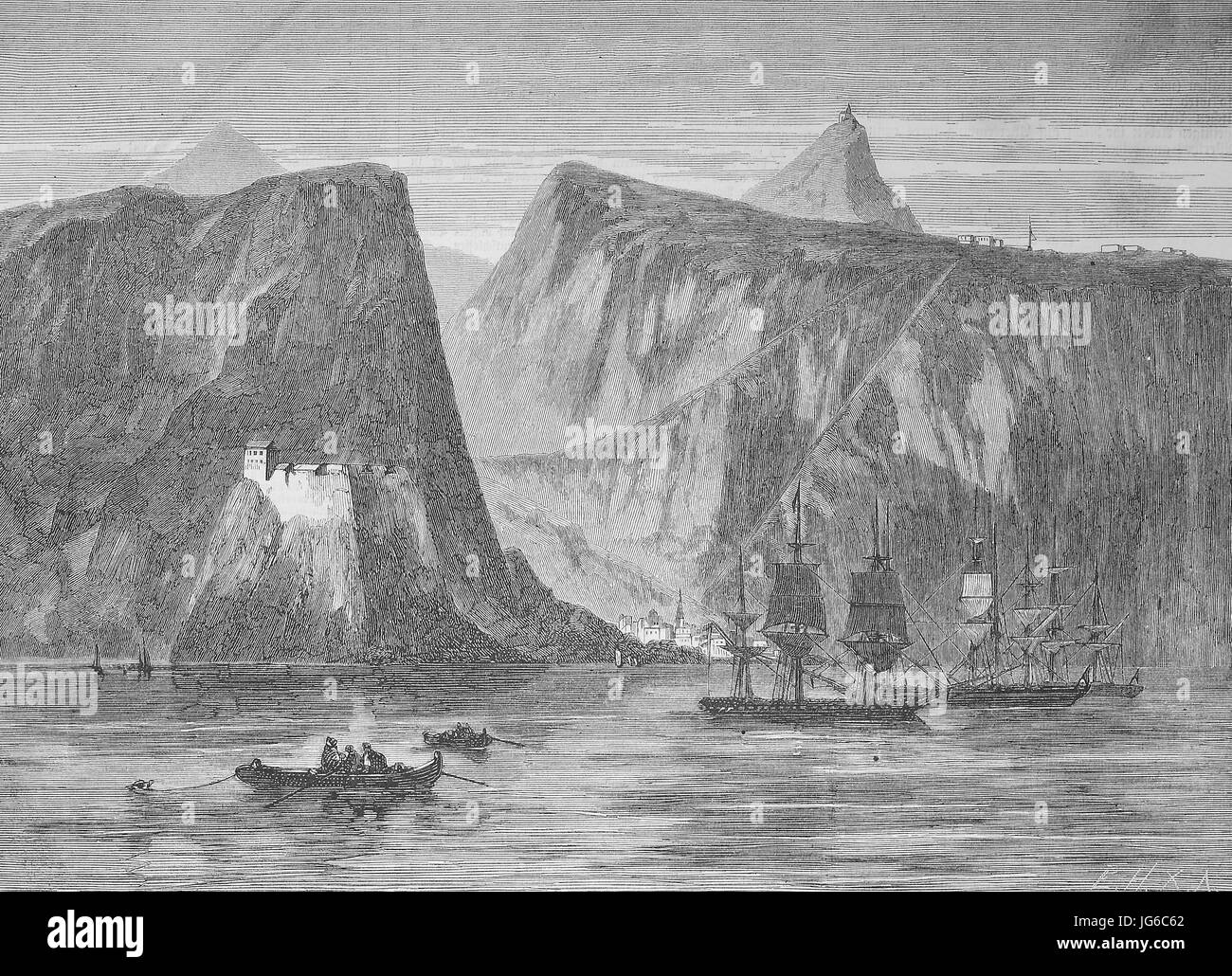 Digital improved:, view of Jamestown, island and harbour of the isle of ...