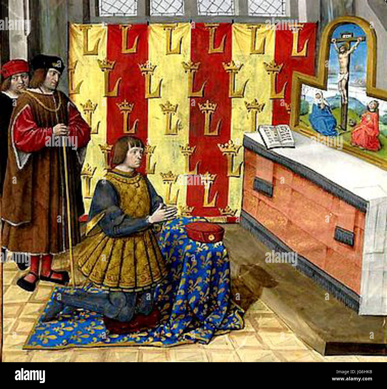 Louis XII en prière - enluminure - 1494 - aggrandissement Stock Photo ...