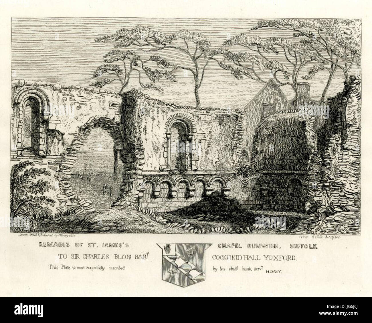 Remains of St James s Chapel Dunwich Suffolk by Henry Davy Stock Photo ...