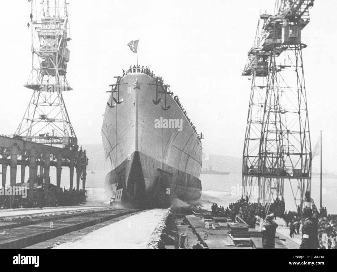 RN Roma at launch on June 9th 1940 28129 Stock Photo - Alamy