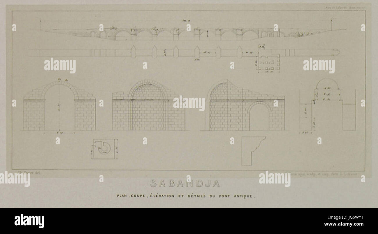 Sabanja Plan coupe élévation et détails du pont antique - Laborde Léon ...