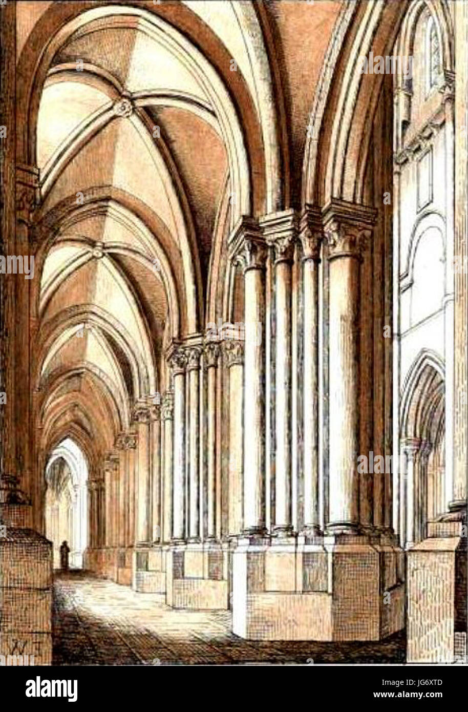 Saint-Germer-de-Fly (60), abbatiale, vue dans le bas-côté sud depuis le ...