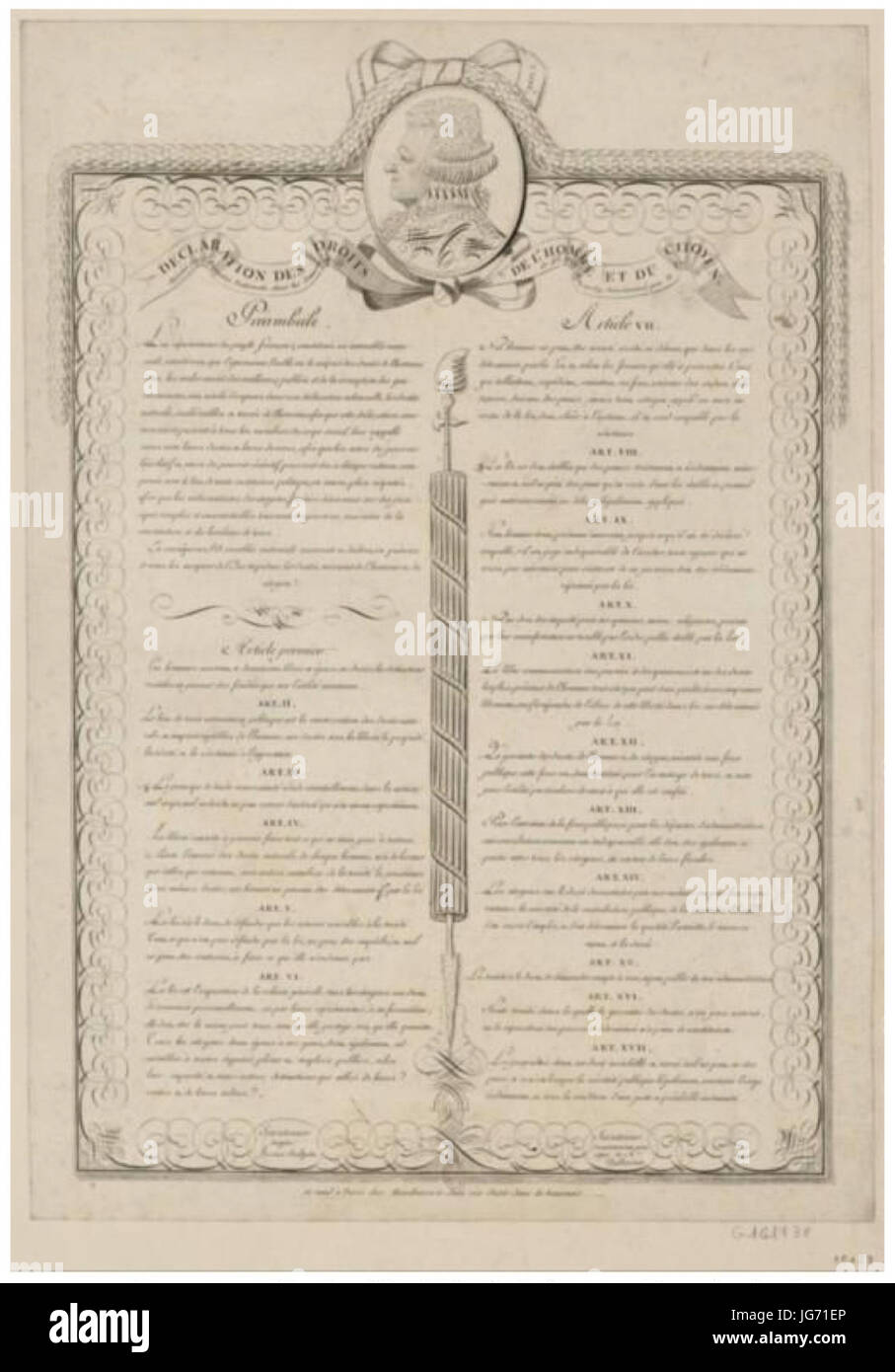 Manuscrit déclaration des droits de l'homme et du citoyen Stock Photo ...