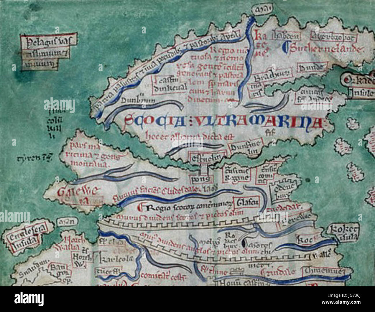 Scotland from the Matthew Paris map c.1250 Stock Photo - Alamy