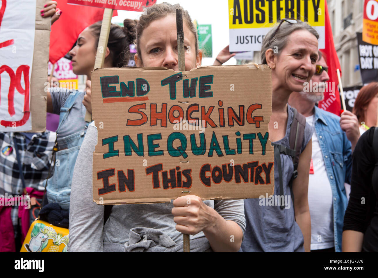 London, United KIngdom - July 1, 2017: Shocking Inequality. A march was ...