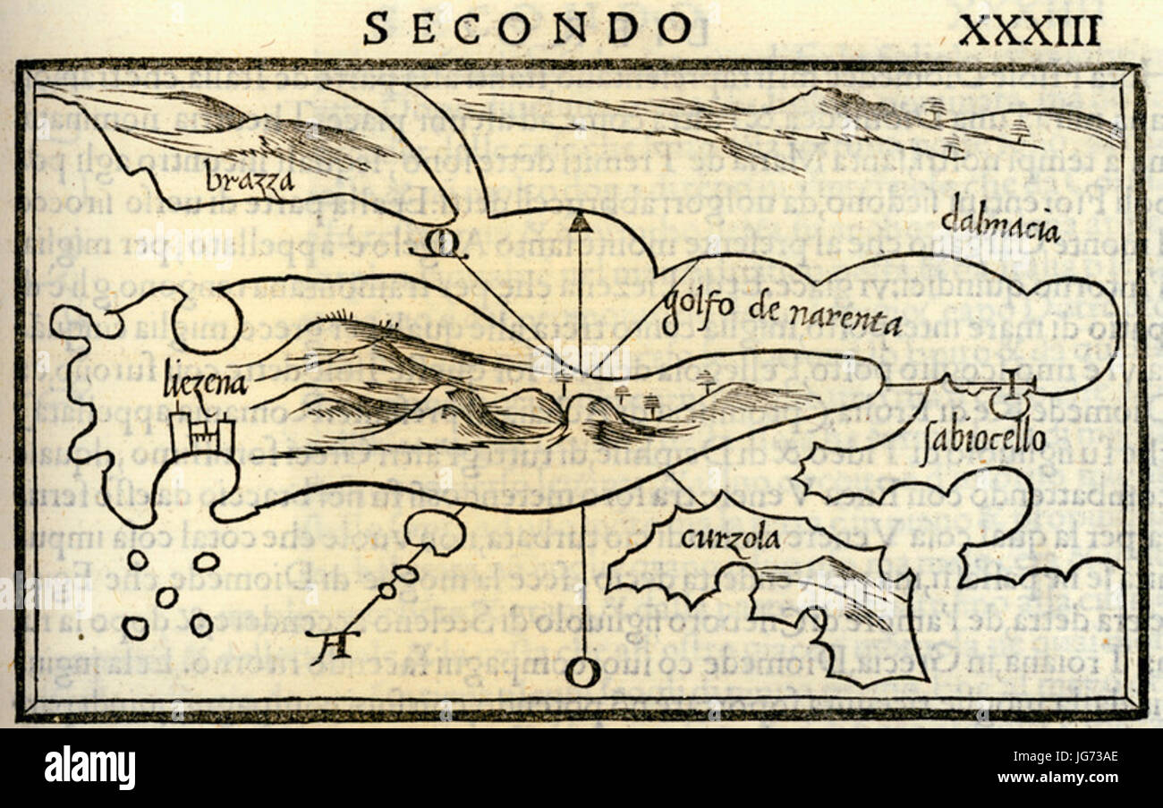 Map of Hvar 28Liezena29 and - Bordone Benedetto - 1547 Stock Photo - Alamy