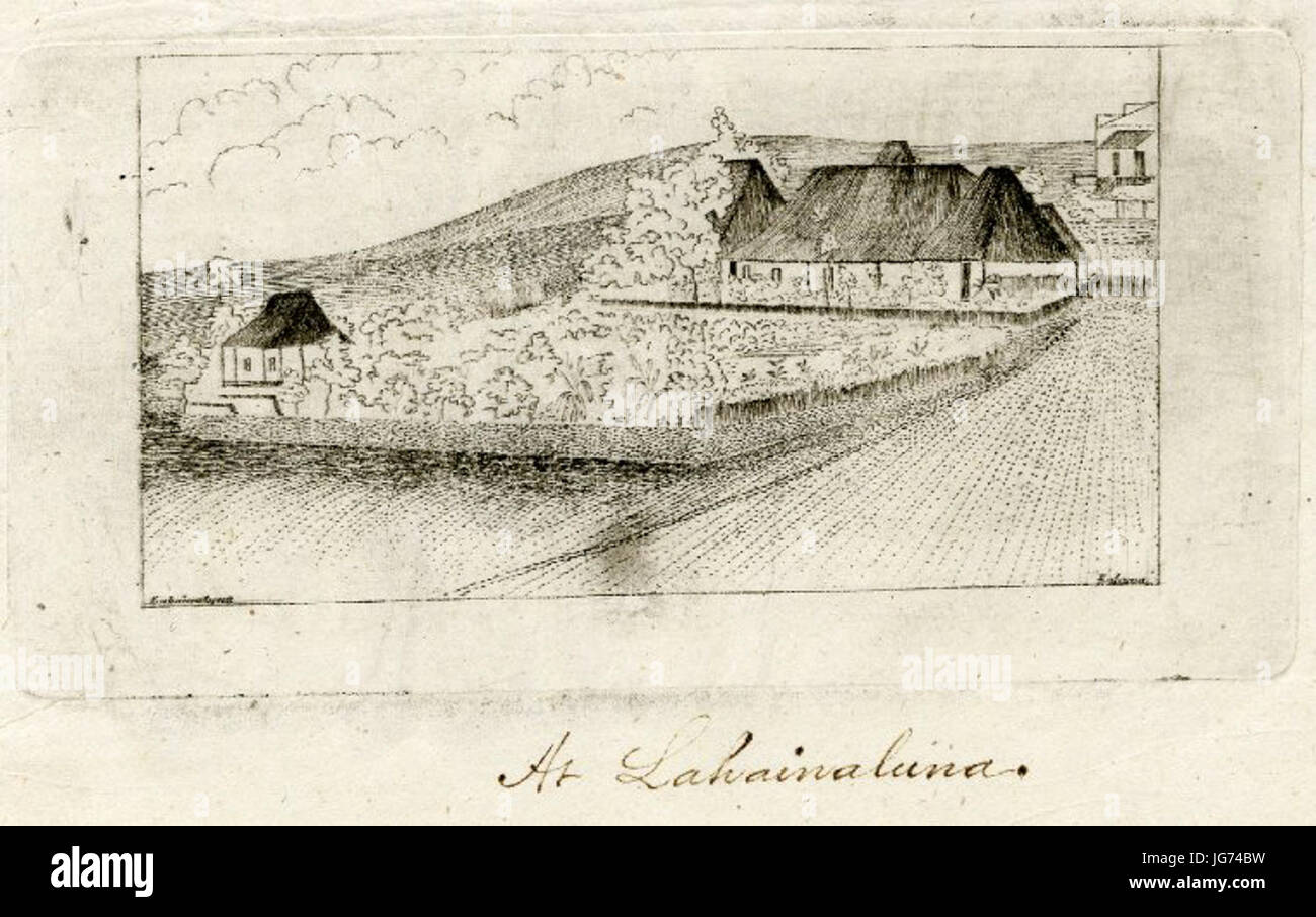 Sheldon Dibble House at Lahainaluna engraved by Kalama Stock Photo - Alamy