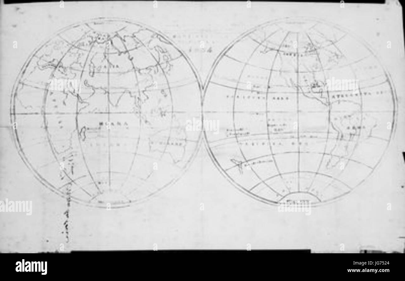 Map of Two Hemispheres 1836 engraved by Kalama Stock Photo - Alamy