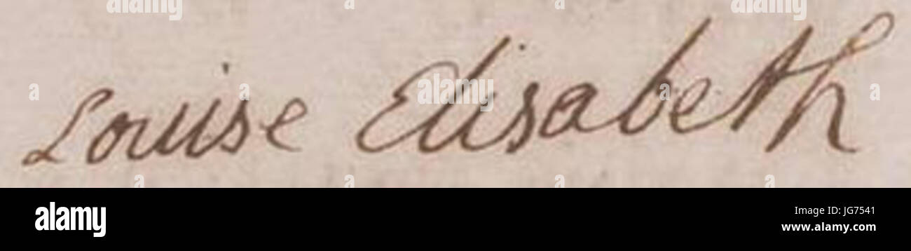Signature of Louise Élisabeth de France daughter of Louis XV 1753 Stock ...