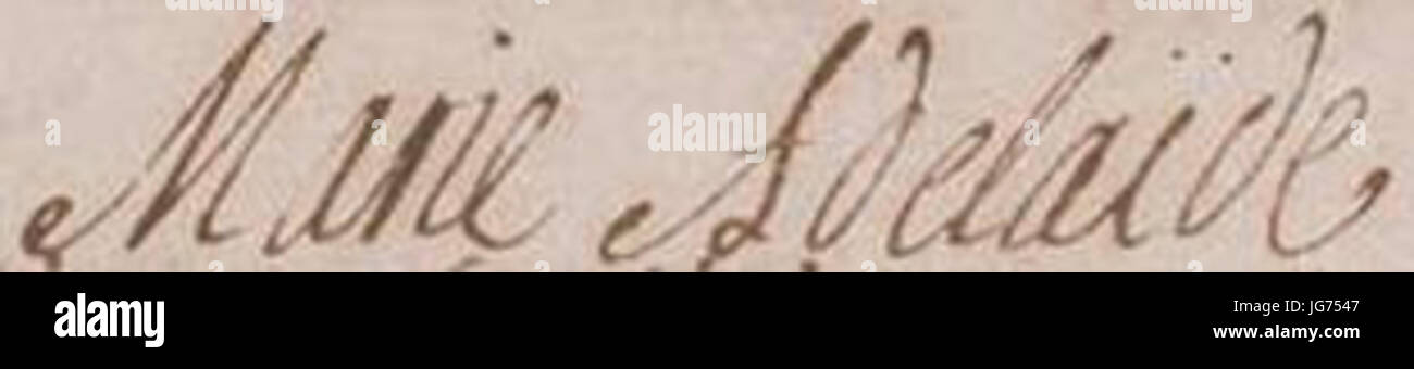 Signature of Marie Adélaïde of France in 1753 at the wedding of the ...