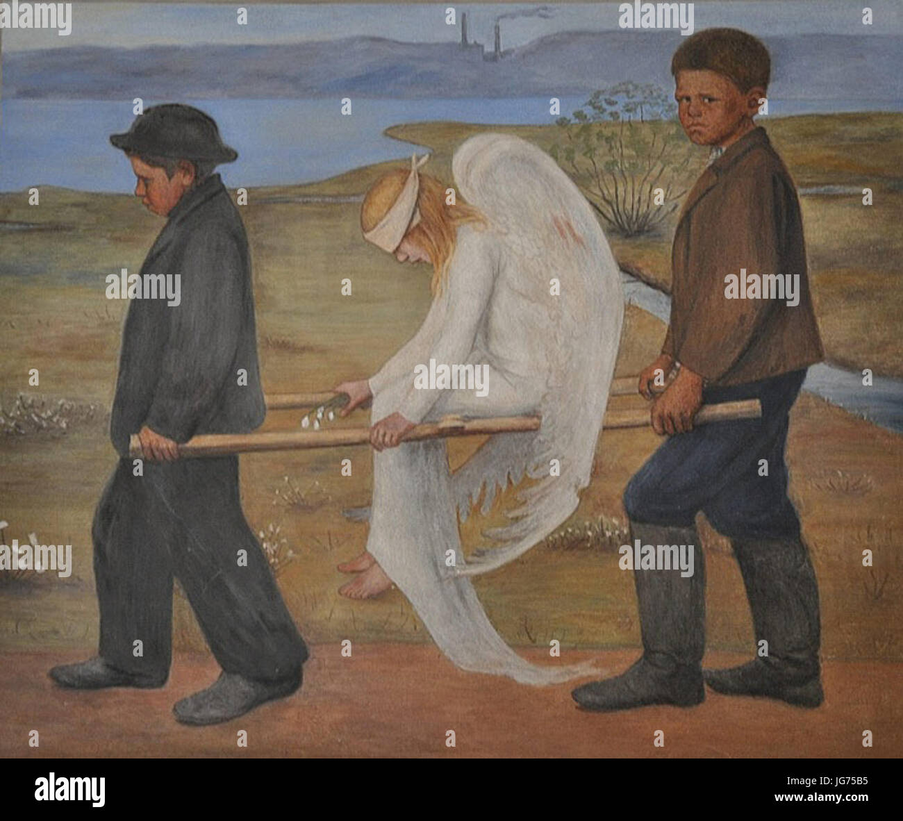 Simberg fresco The Wounded Angel Stock Photo - Alamy