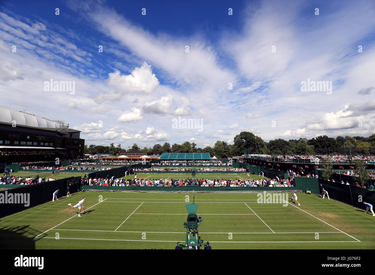 General view of the action on the outside courts on day one of the ...