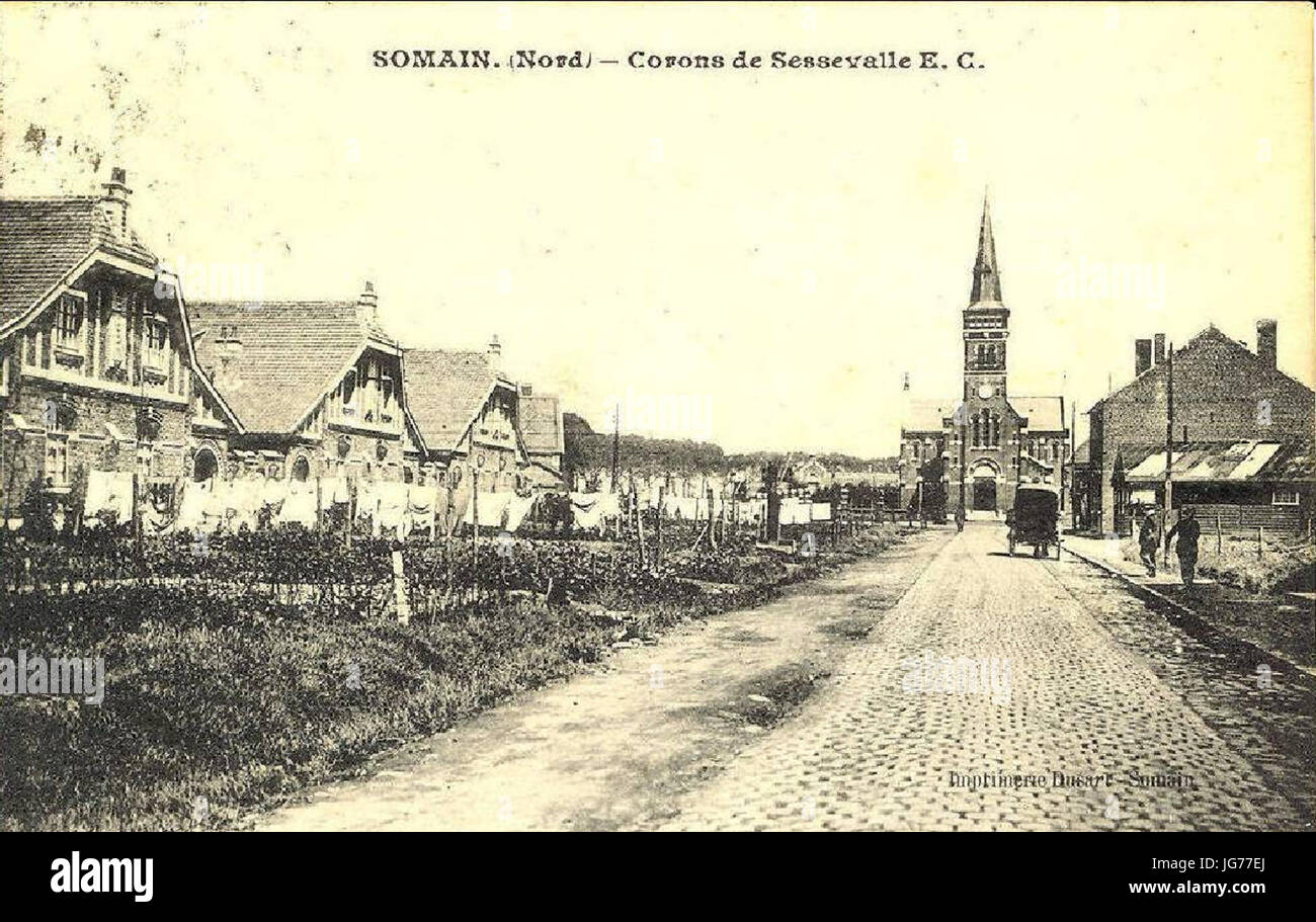 Somain - Corons De Sessevalle et Église Stock Photo - Alamy