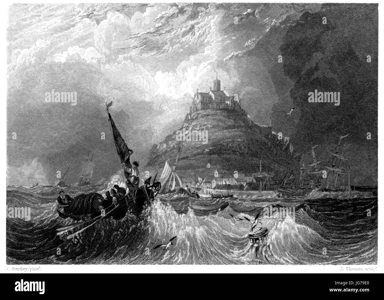 St michael mount Black and White Stock Photos & Images - Alamy