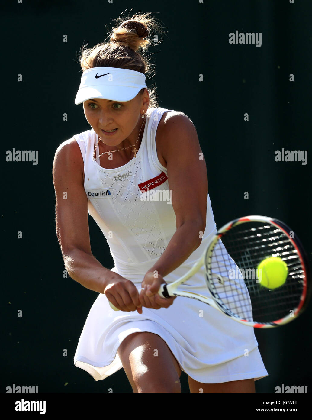 Maryna Zanevska in action against Heather Watson on day one of the ...