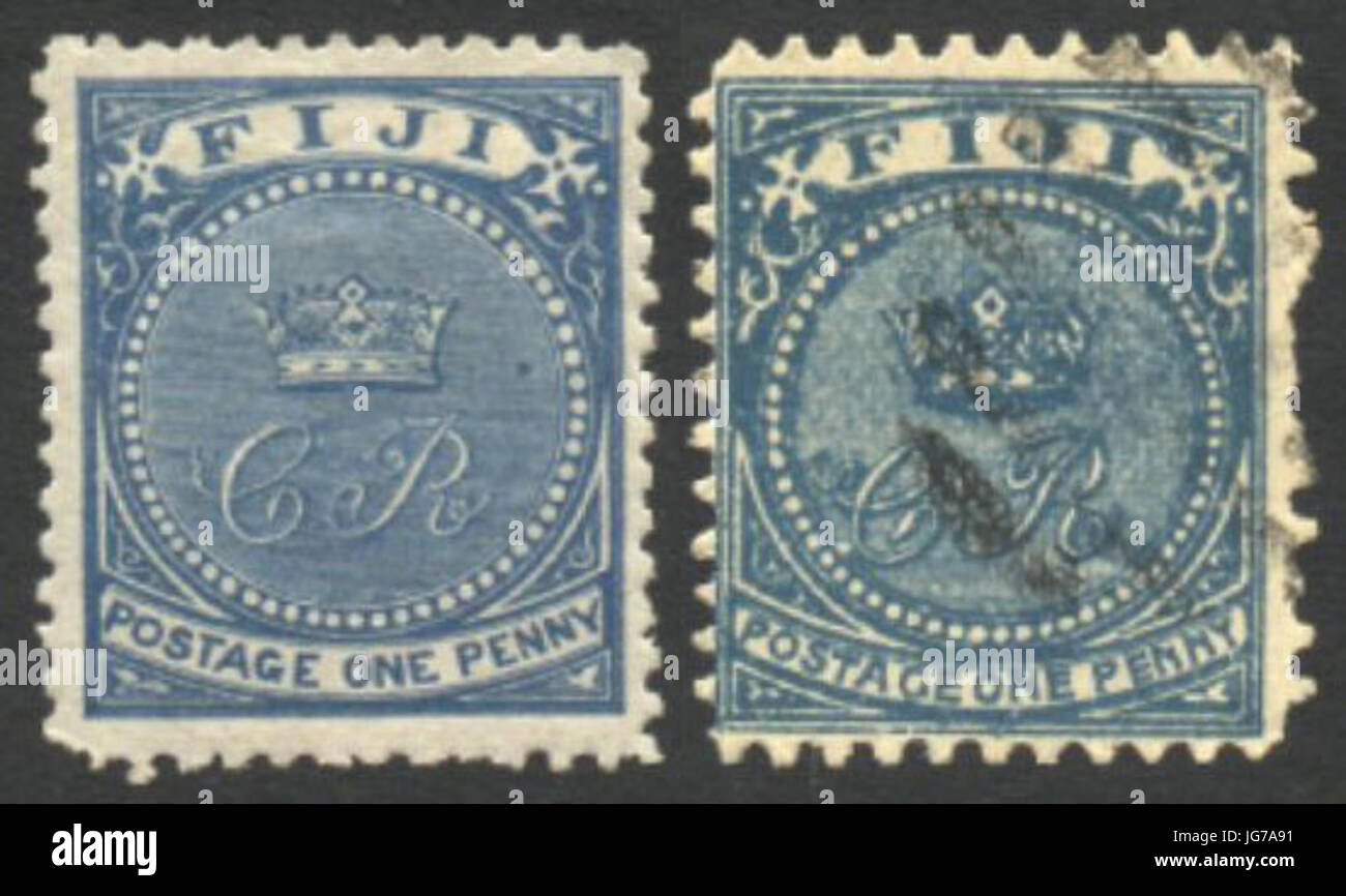 Stamp Fiji 1871 26 Mercier forgery Stock Photo - Alamy