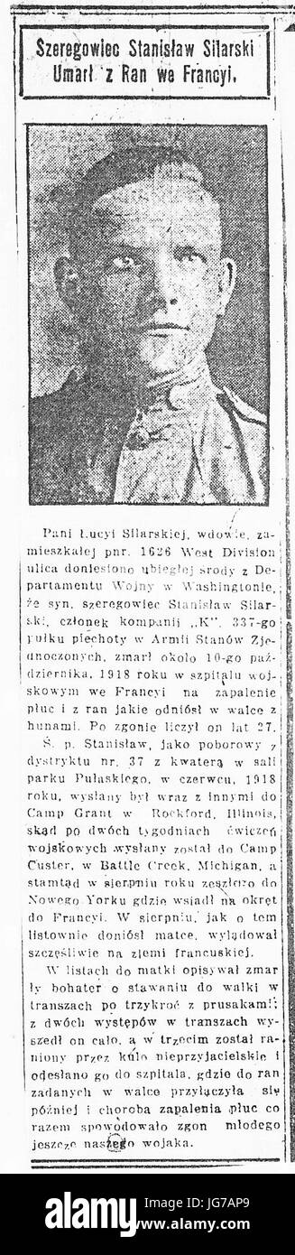 Stanisław Silarski. Dziennik Chicagoski. 10.01.1919 Stock Photo - Alamy