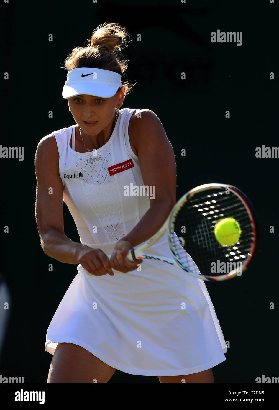 Maryna Zanevska in action against Heather Watson on day one of the ...