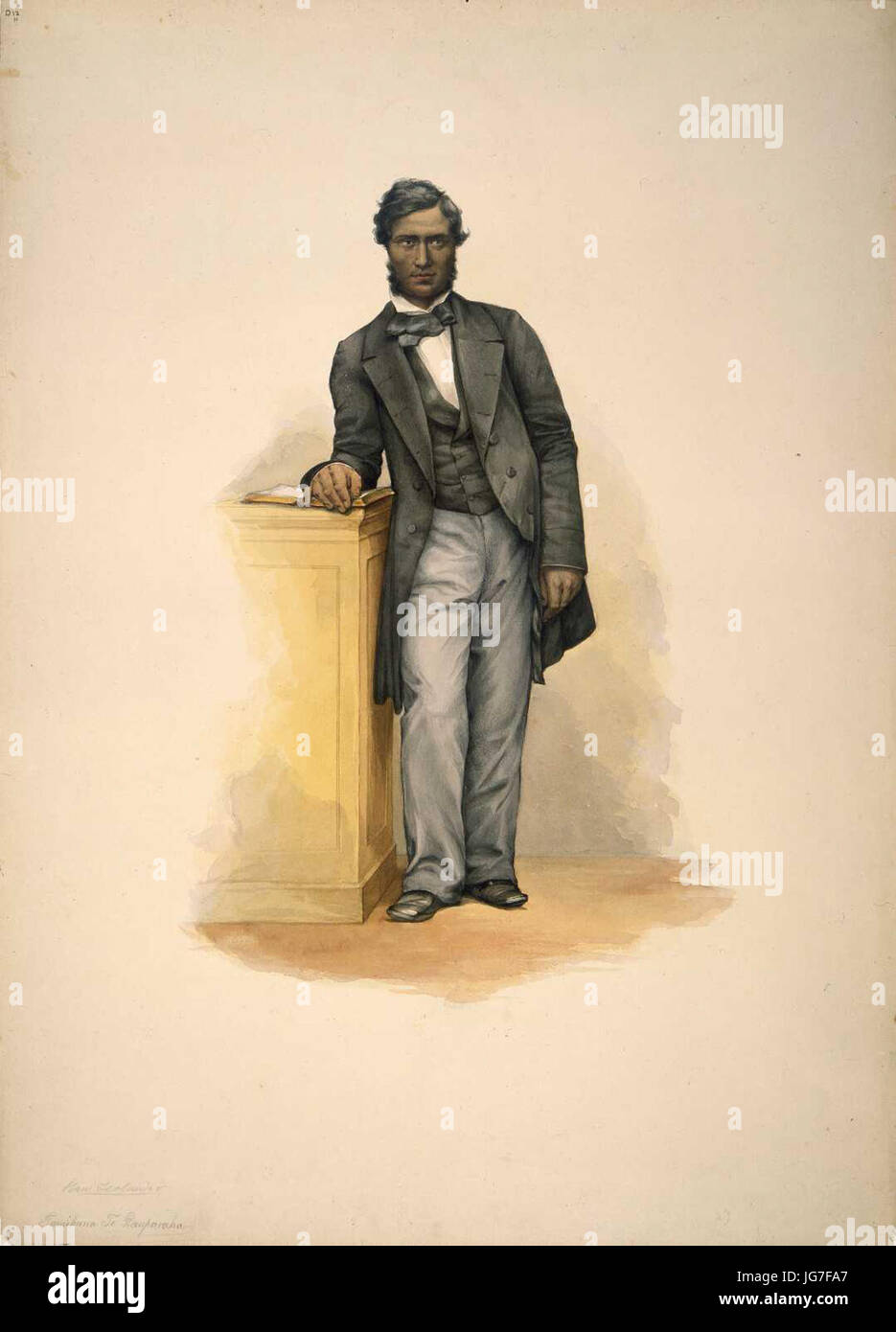 Tāmihana Te Rauparaha, watercolour by George French Angas, 1852 Stock ...