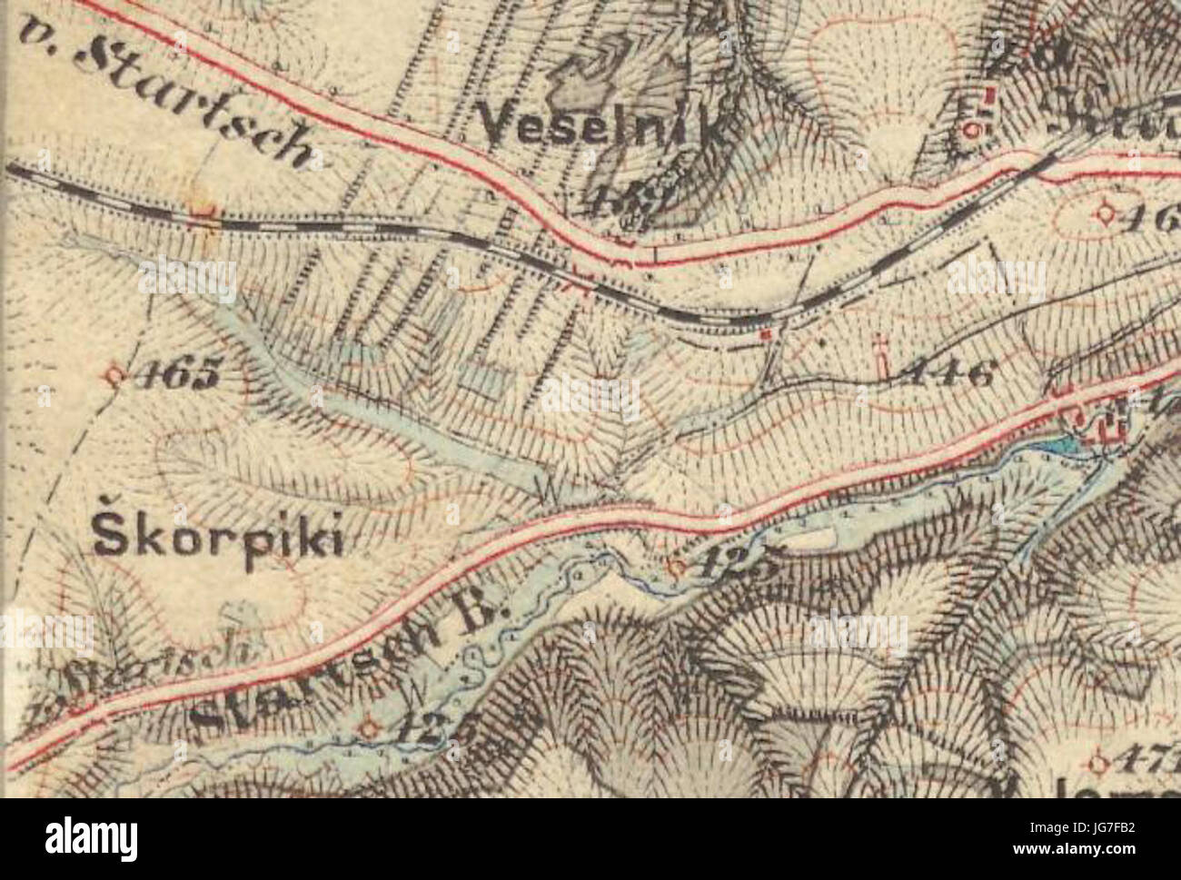 Třebíč Borovina map from year 1877 Stock Photo - Alamy