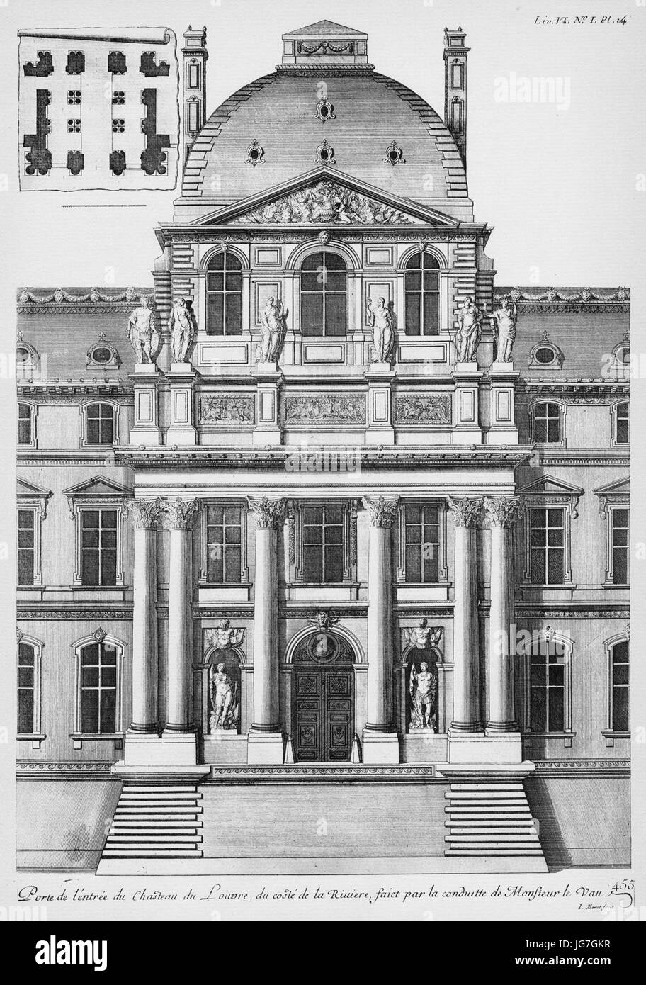 Louvre - Avant-corps de l'ancienne façade du cäté de la rivière ...