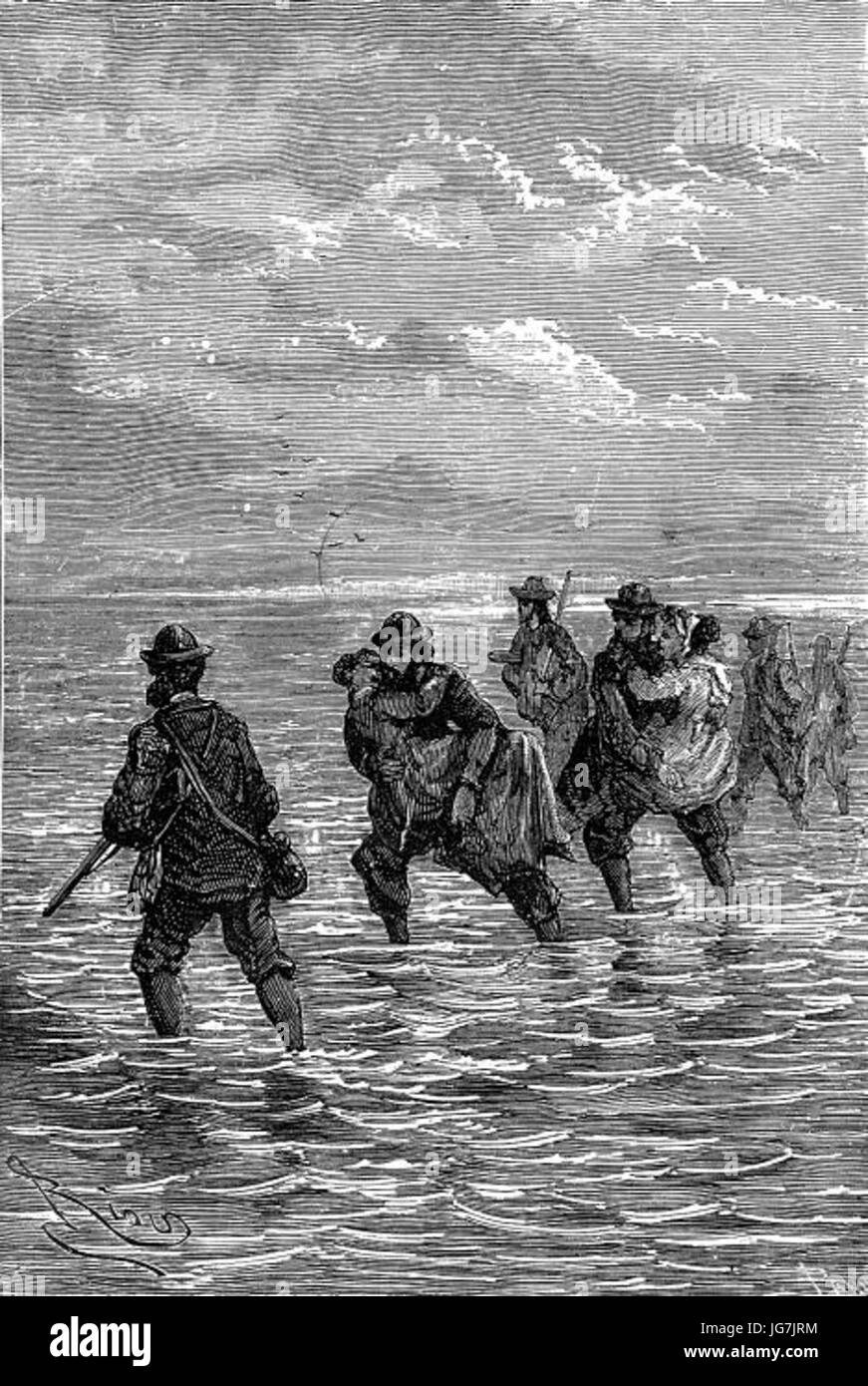 'The Children of Captain Grant' by Édouard Riou illustrates a scene ...