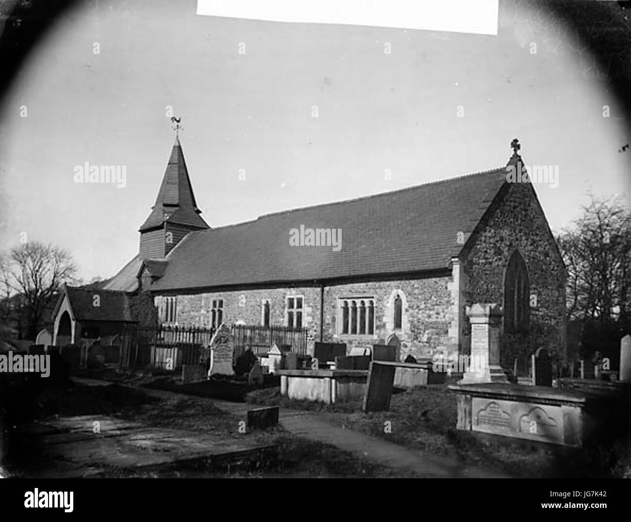 The church Llansantffraid-ym-Mechain NLW3361718 Stock Photo - Alamy