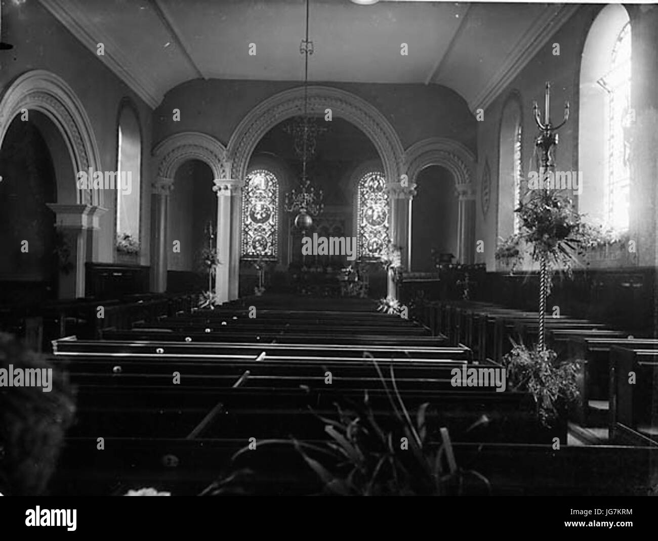 The interior of the church Llanfyllin NLW3361723 Stock Photo - Alamy