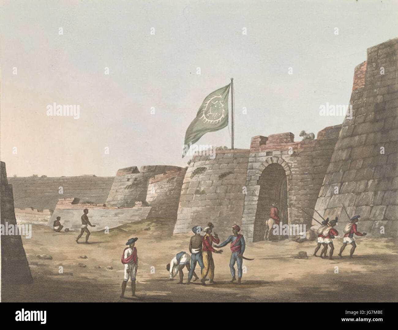 The North Entrance Into The Fort Of Bangalore -with Tipu s flag flying ...