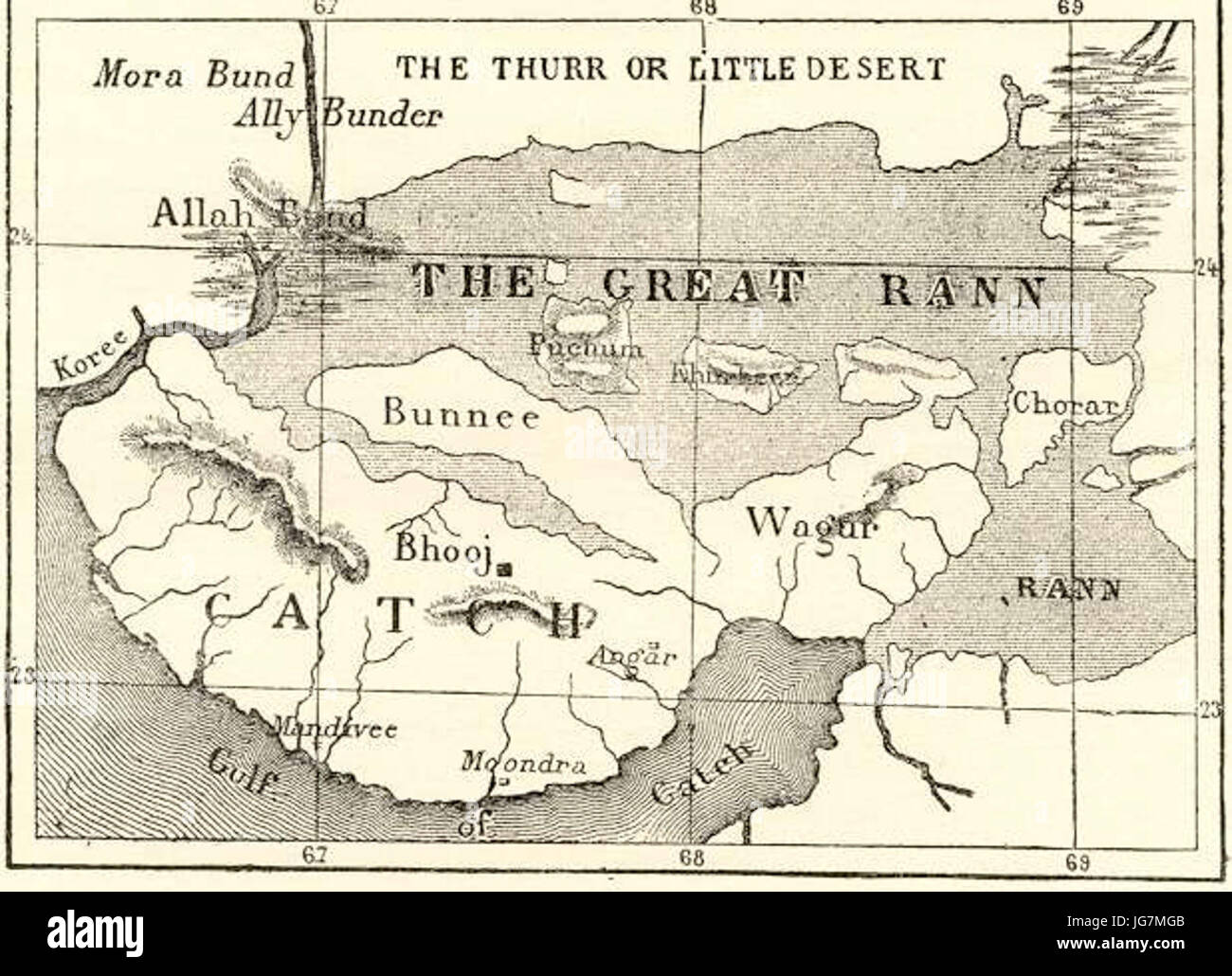 The Rann of Cutch in a map from the 1880 s Stock Photo - Alamy