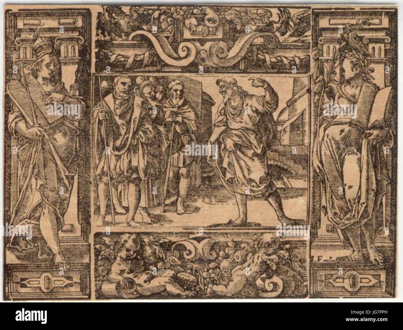 Tobias Stimmer Scene from the old testament 1575 woodcut Stock Photo ...