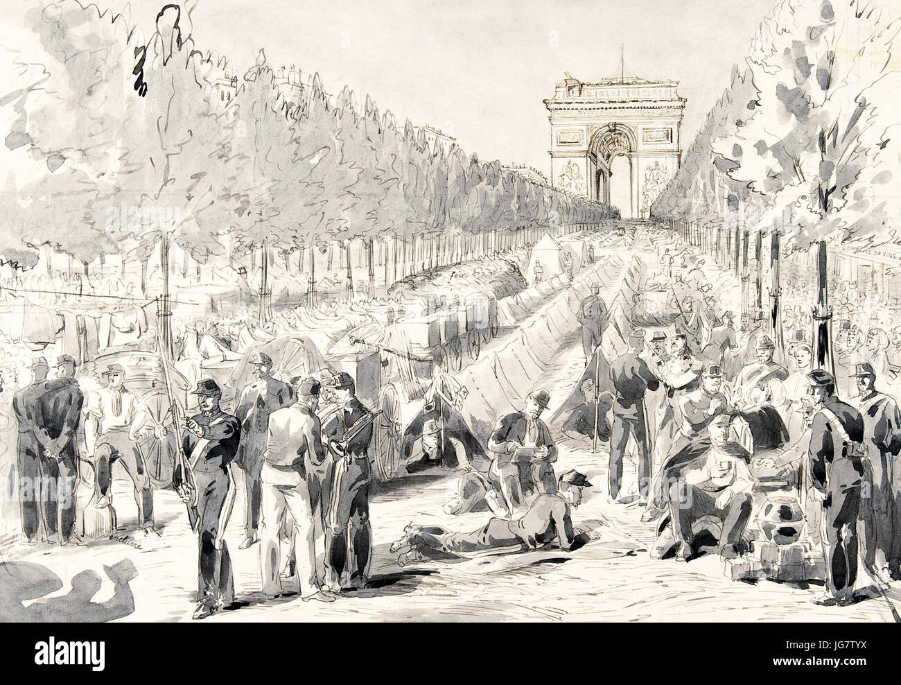 Troops Encamped on the Champs Elysées, 1870 edit Stock Photo - Alamy