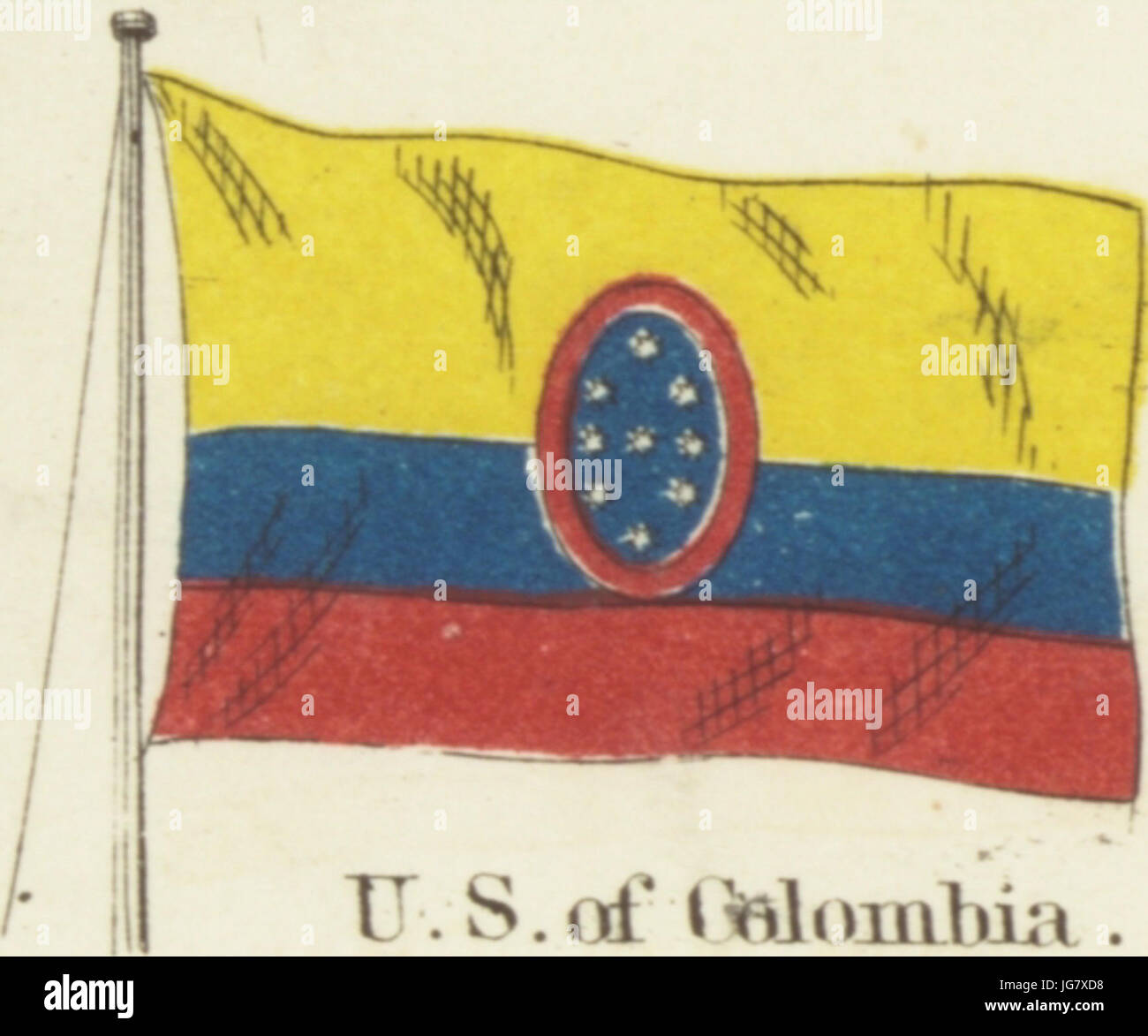 U.S. of Colombia. Johnson s new chart of national emblems 1868 Stock ...