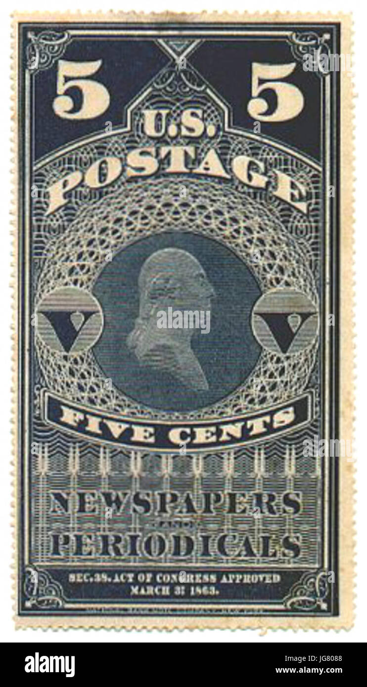 US newspaper stamp 1865 issue Stock Photo - Alamy