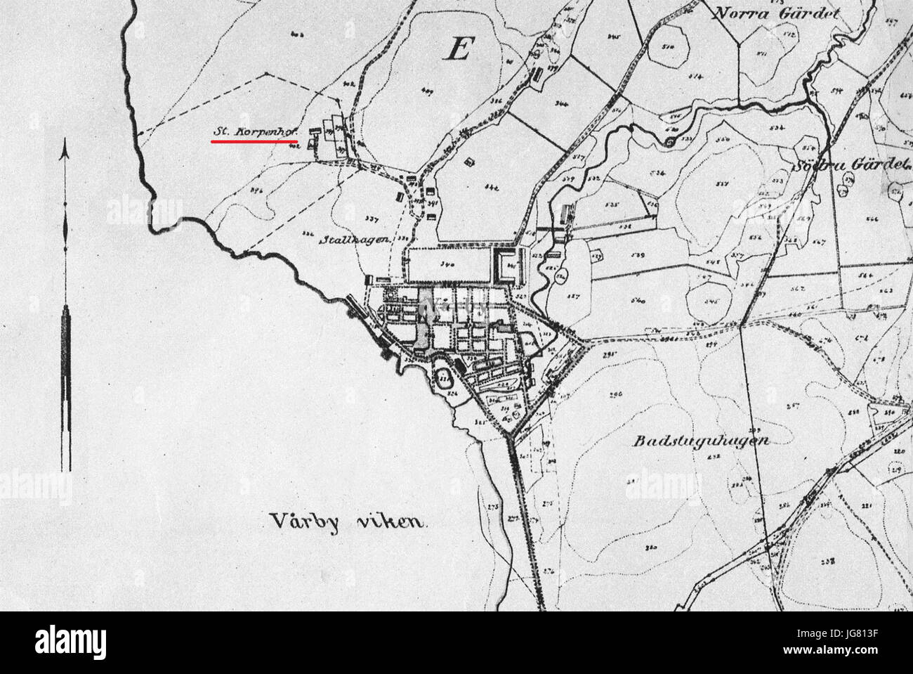 Vårby gård karta 1908x Stock Photo - Alamy