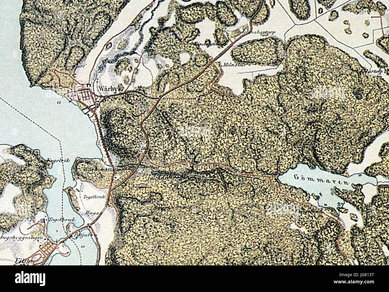 Vårby karta 1861 Stock Photo - Alamy