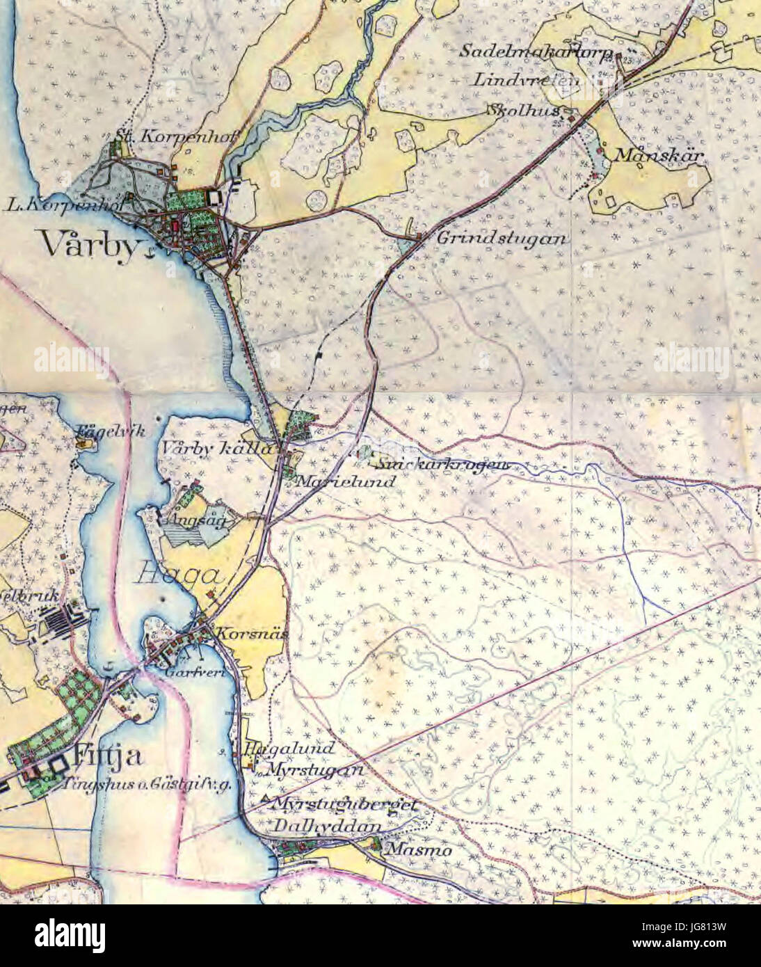 Vårby karta 1901 Stock Photo - Alamy