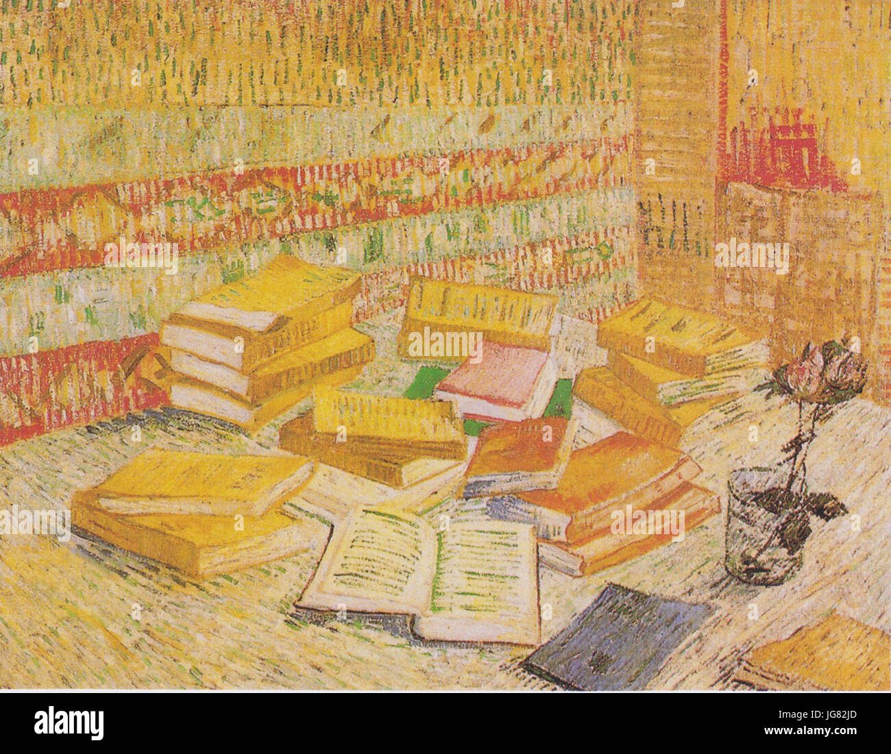 Van Gogh - Stillleben mit französischen Romanen und Glas mit Rose Stock ...