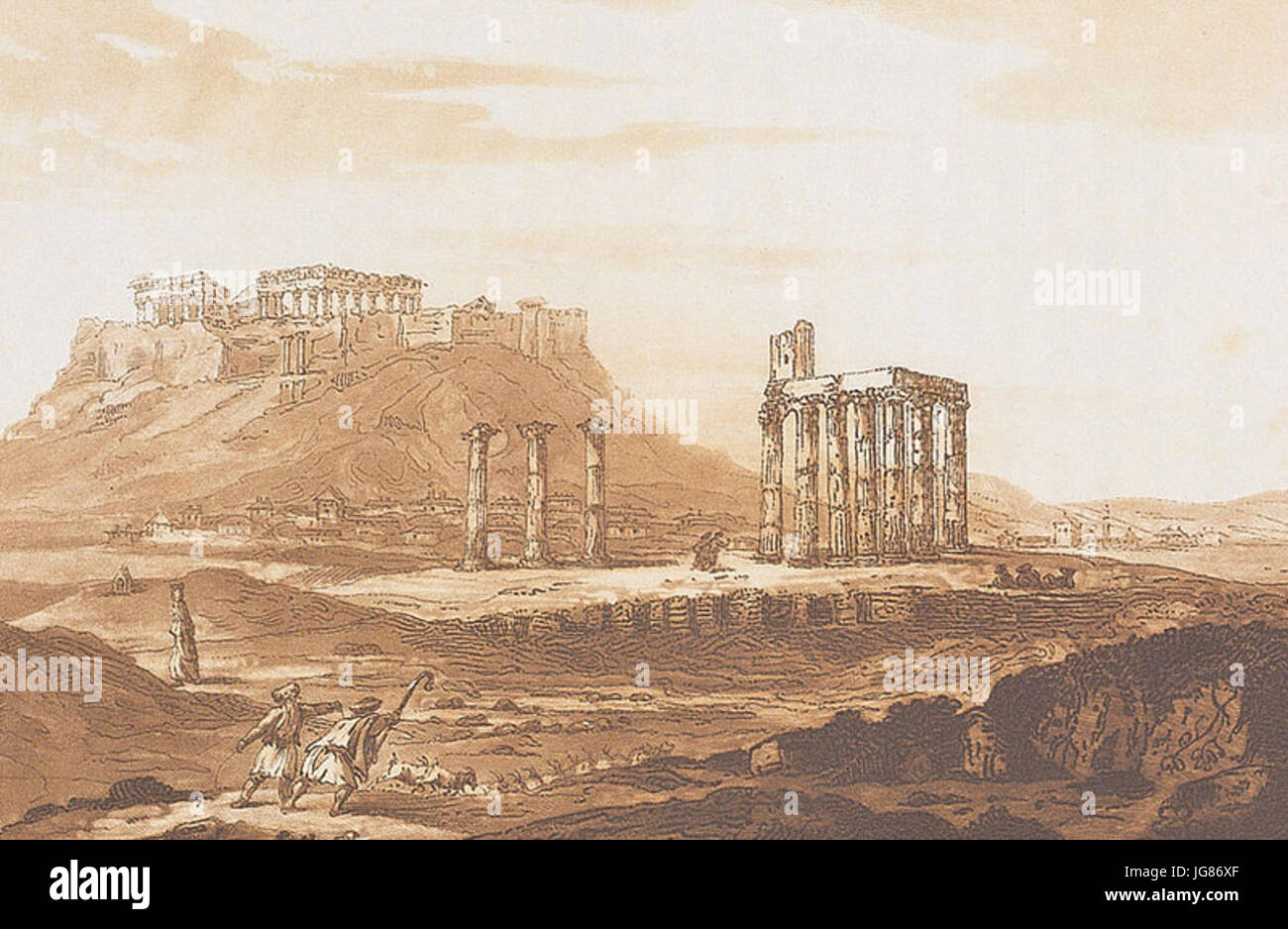 View of the Acropolis Parthenon 26 Columns of Hadrian from the Ilissus ...