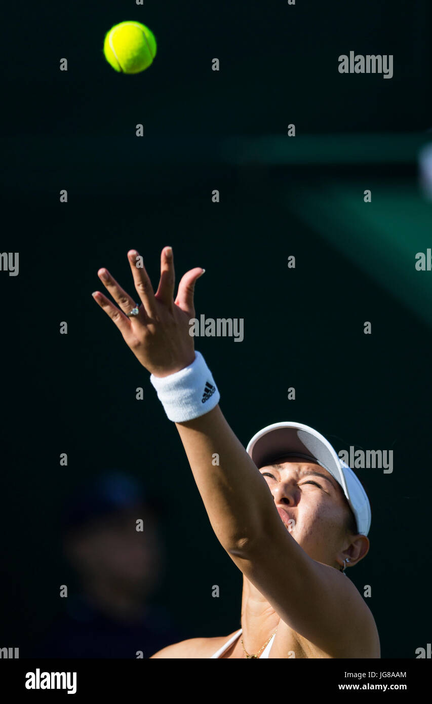 London, UK. 3rd July, 2017. Duan Yingying of China serves during the ...