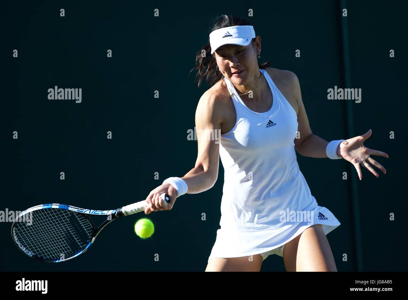 London, UK. 3rd July, 2017. Duan Yingying of China returns the ball ...